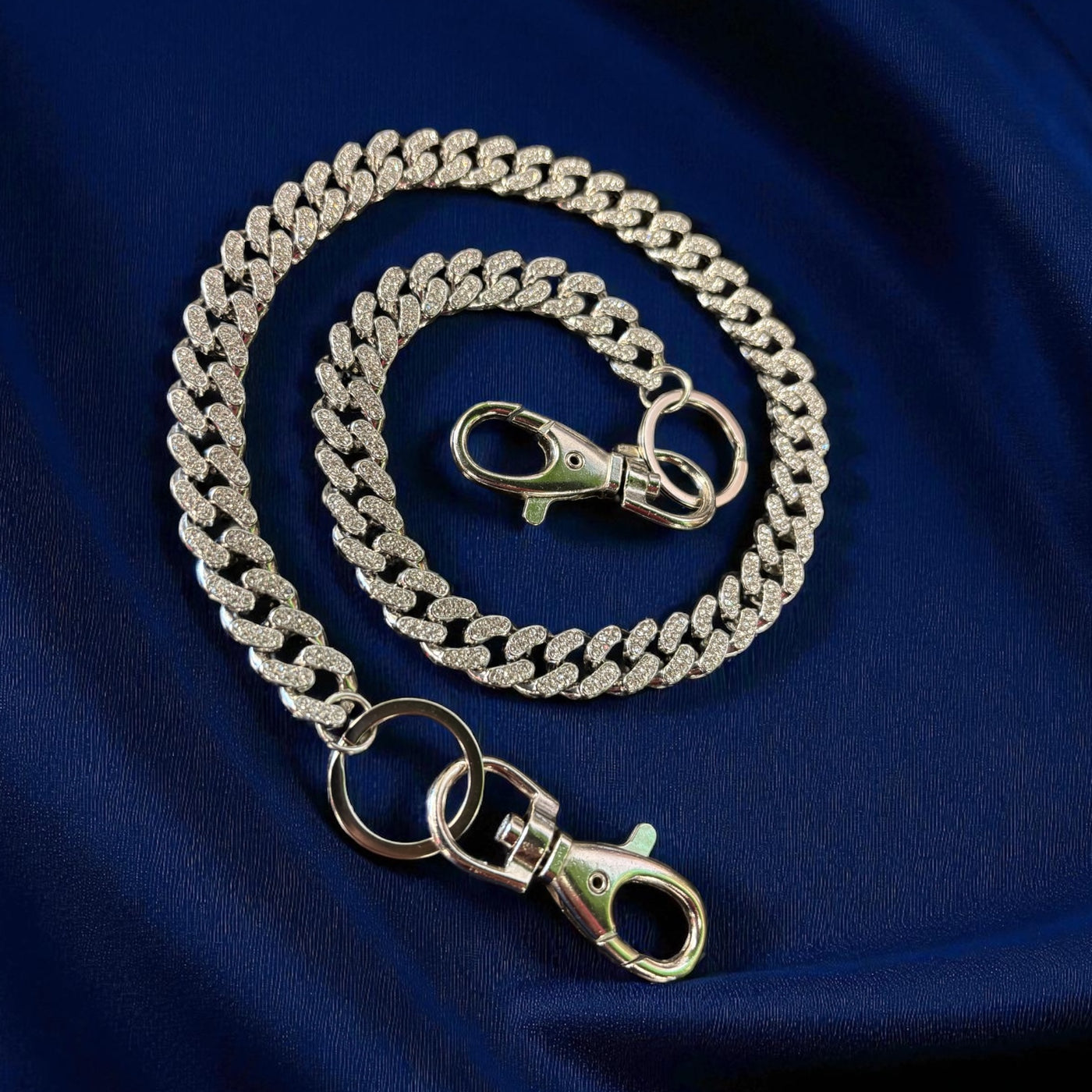 Studded Cuban Link Single Wallet Chain